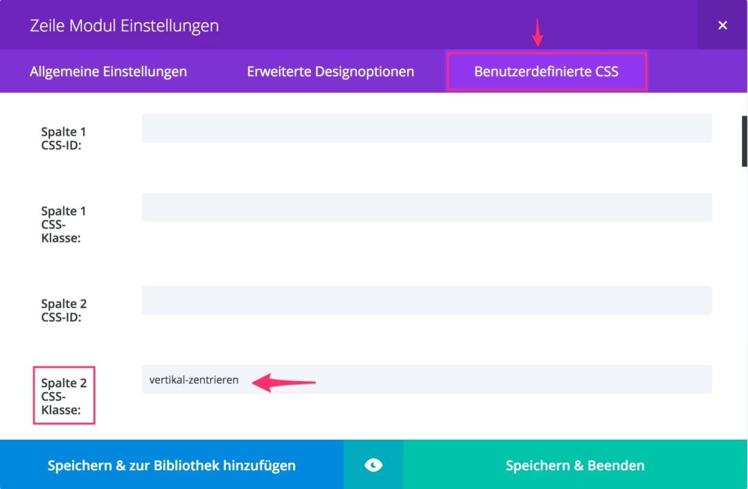 Vertikales Zentrieren von Modulinhalten im Divi Builder